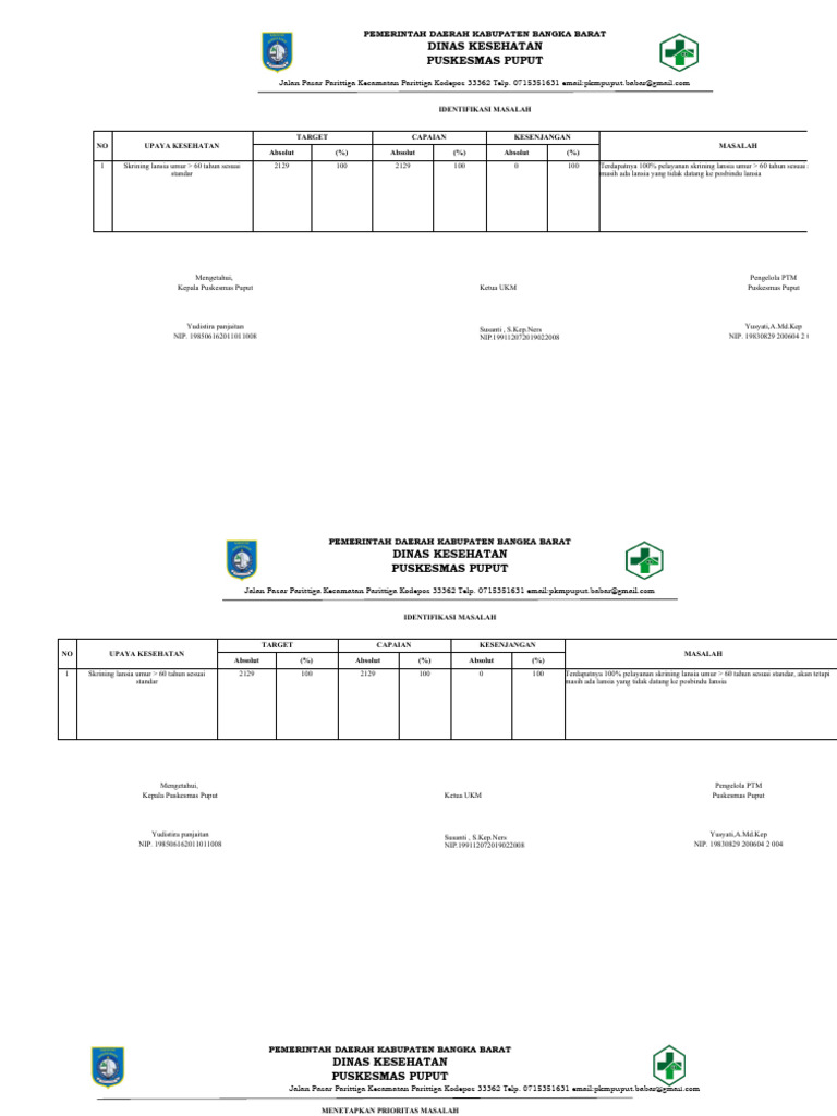 IM, PM, AM, CPM, RUK, RPK Tahunan, RPK Bulanan (POLI GIGI) | PDF