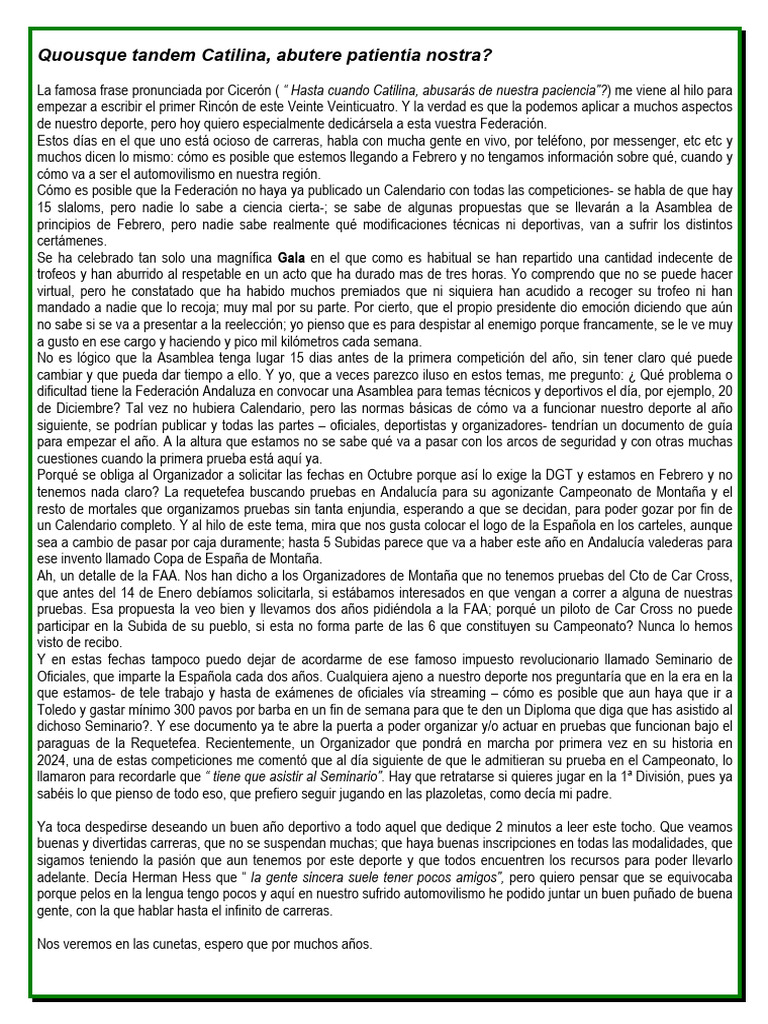 Quousque Tandem Catilina, Abutere Patientia Nostra? | PDF | Deportes y ...