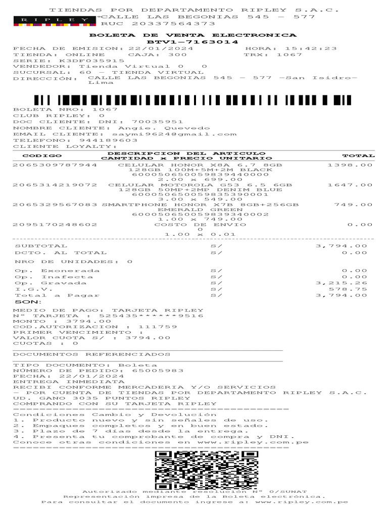 Boleta PPL | PDF | Las compras en línea | Industrias de servicio
