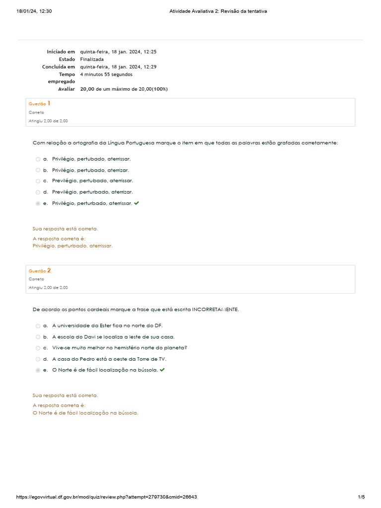 Atividade Avaliativa 2 - Revisão Da Tentativa | PDF