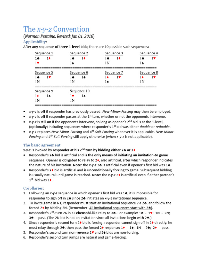 The X-Y-Z Convention: (Norman Pestaina, Revised: Jan 01, 2018) | PDF ...