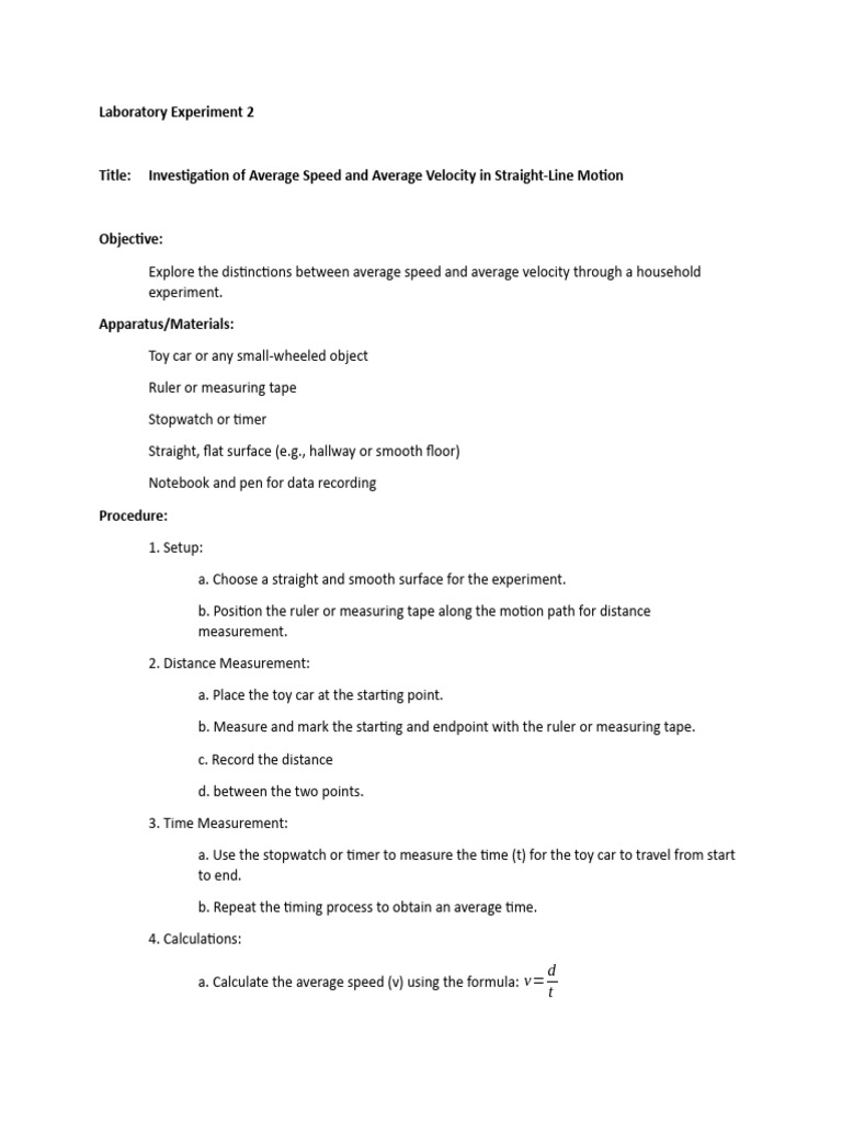 Lab Experiment 2 | PDF | Experiment | Velocity