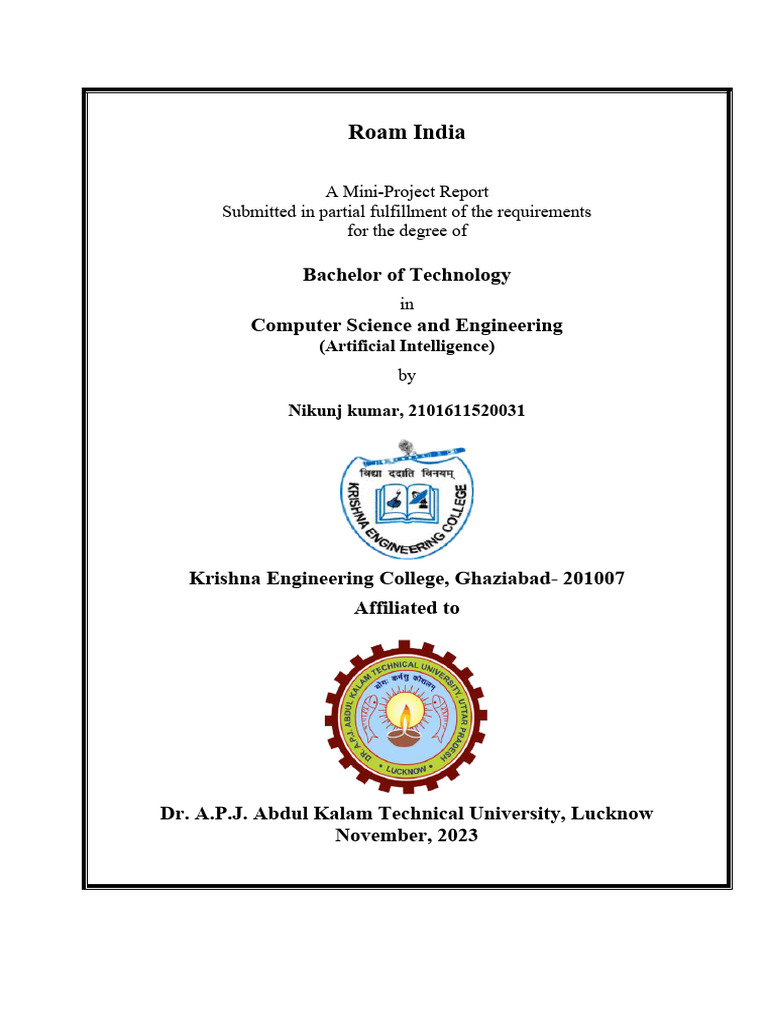 Mini Project Report - Format (2023-24) (AI) | Download Free PDF ...