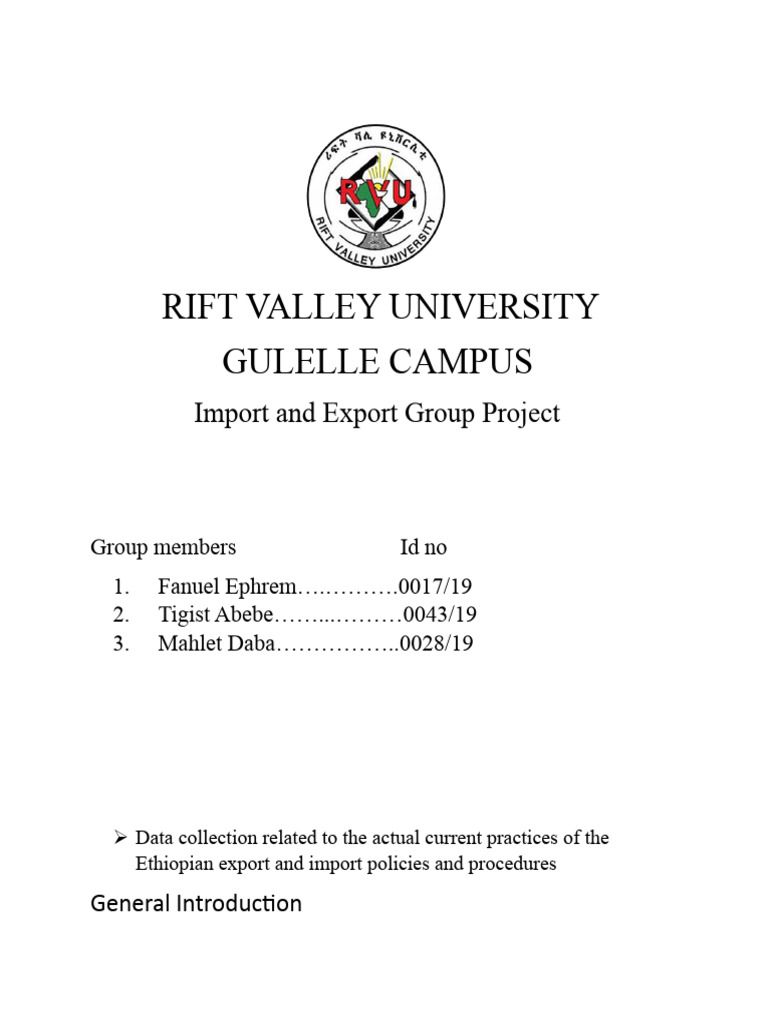 RIFT VALLEY UNIVERSITY Group Project | PDF | Exports | Economic Growth