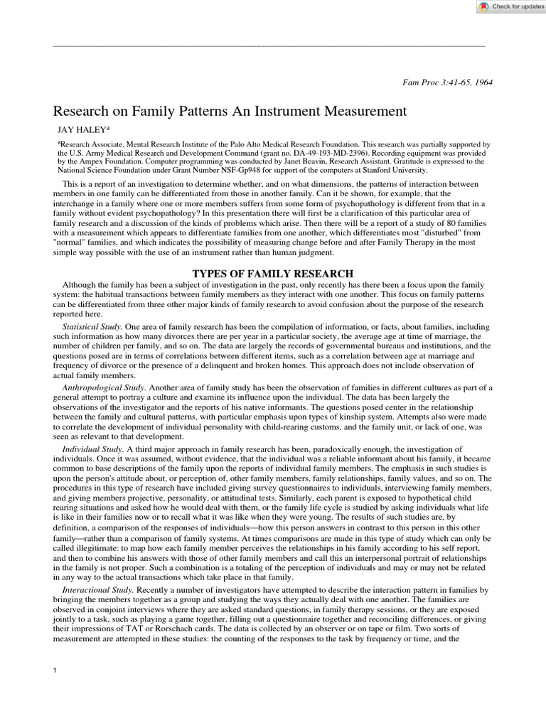 Family Interaction Patterns Research | PDF | Inference | Randomness