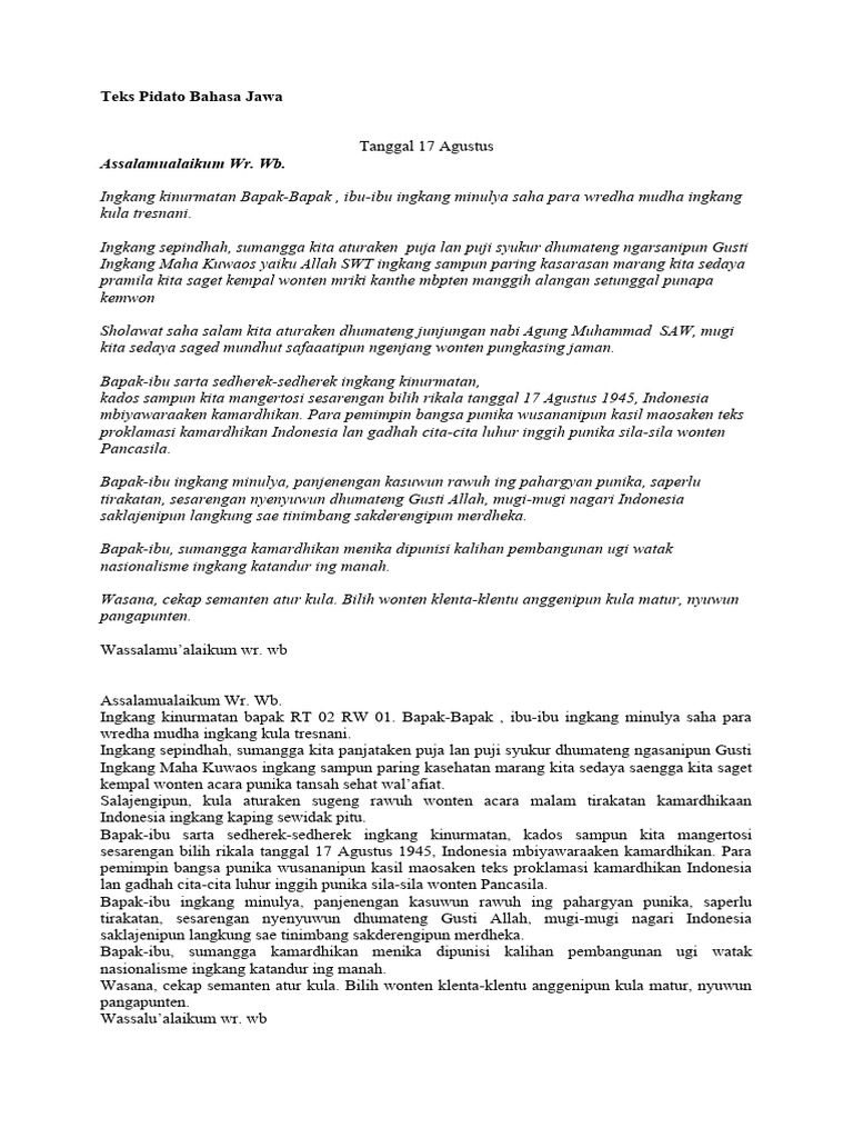 Teks Pidato Bahasa Jawa | PDF