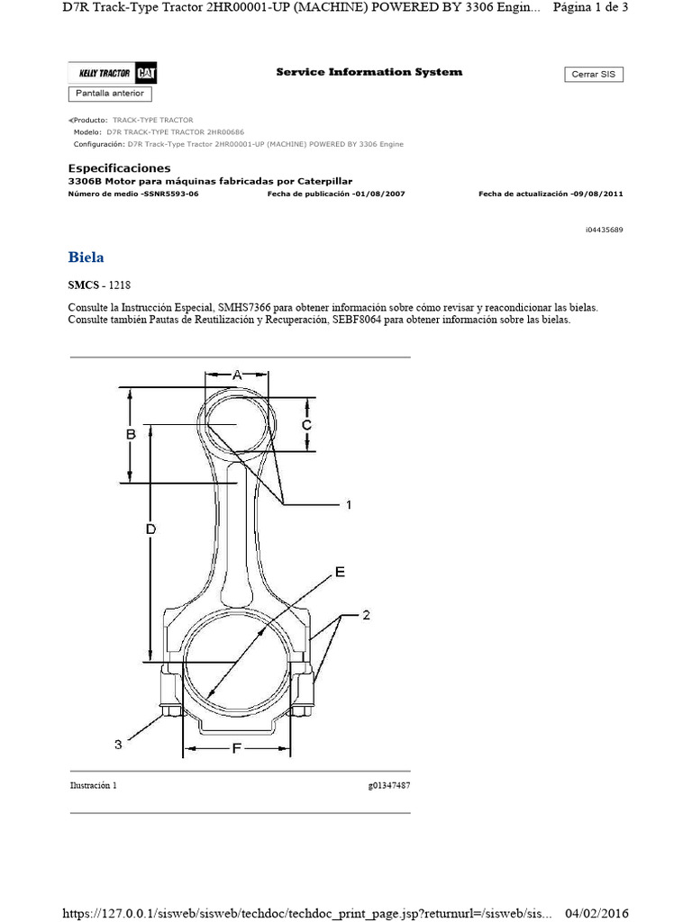 3306 Biela | Descargar gratis PDF | Rodamiento (Mecánico) | Máquinas