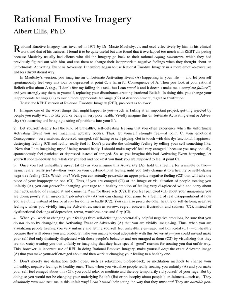 Rational Emotive Imagery | PDF | Rational Emotive Behavior Therapy ...