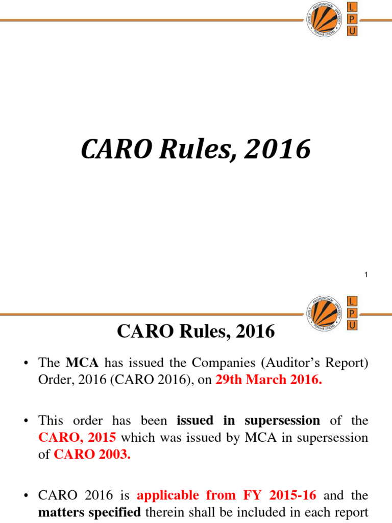 CARO Rules & Recent Ternds | PDF | Audit | Computing