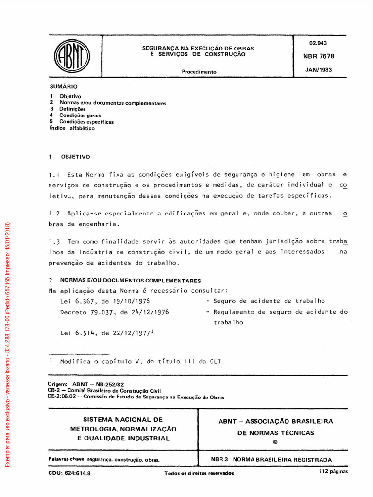 NBR 7678 - Seguranca Na Execução de Obras | PDF