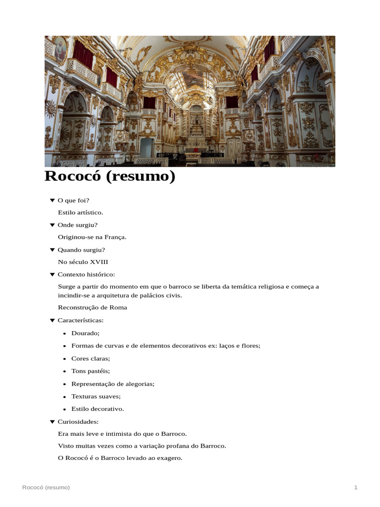 Rococó Resumo | PDF