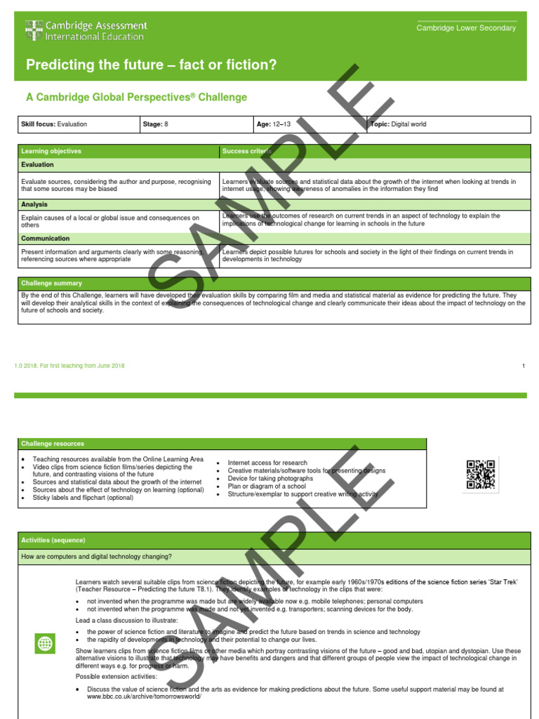 Cambridge Global Perspectives Stage 8 Predicting The Future | PDF ...