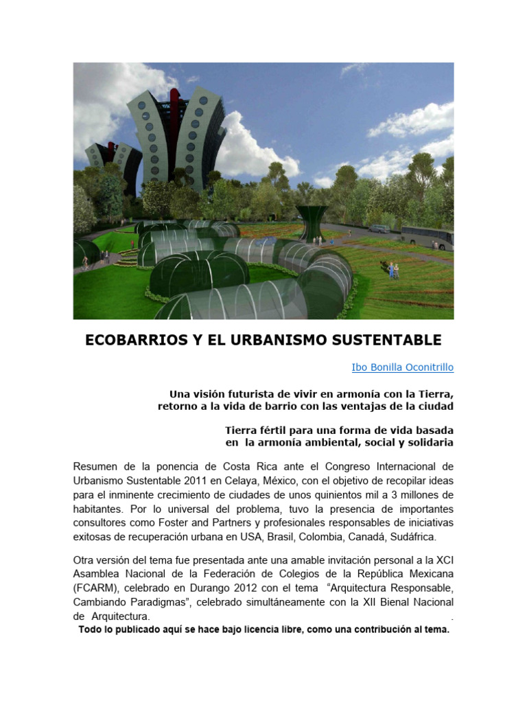 Ecobarrios y Urbanismo Sustentable | PDF | Uso eficiente de energía | Ciudad sostenible