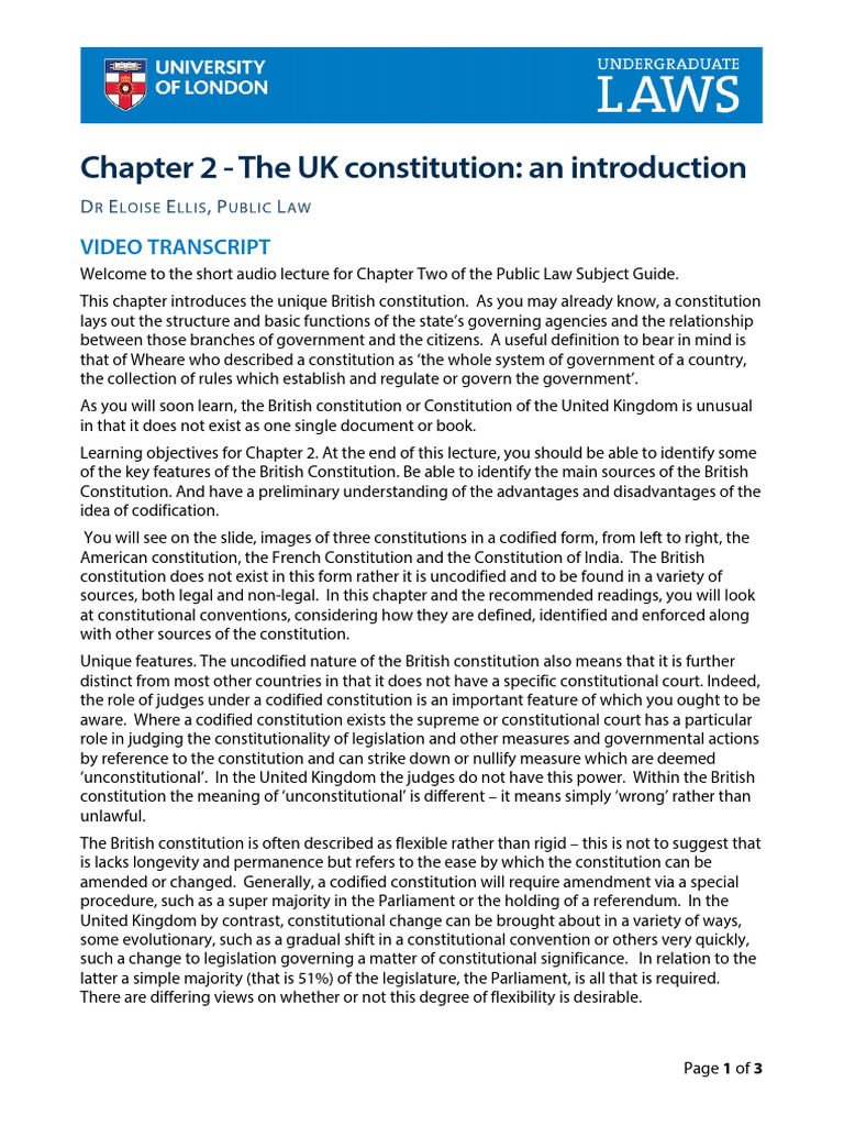 Chapter 2 - Transcript | PDF | Constitution | Constitution Of The United Kingdom