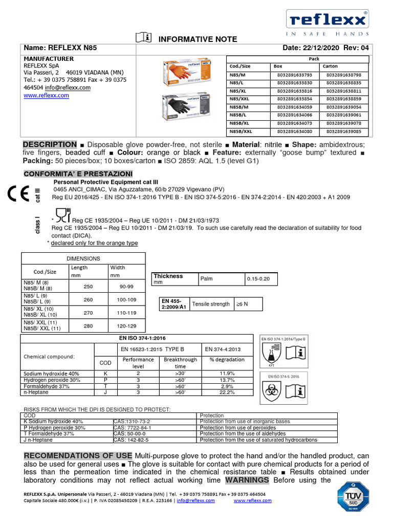 Reflexx N85 Informative Note | PDF