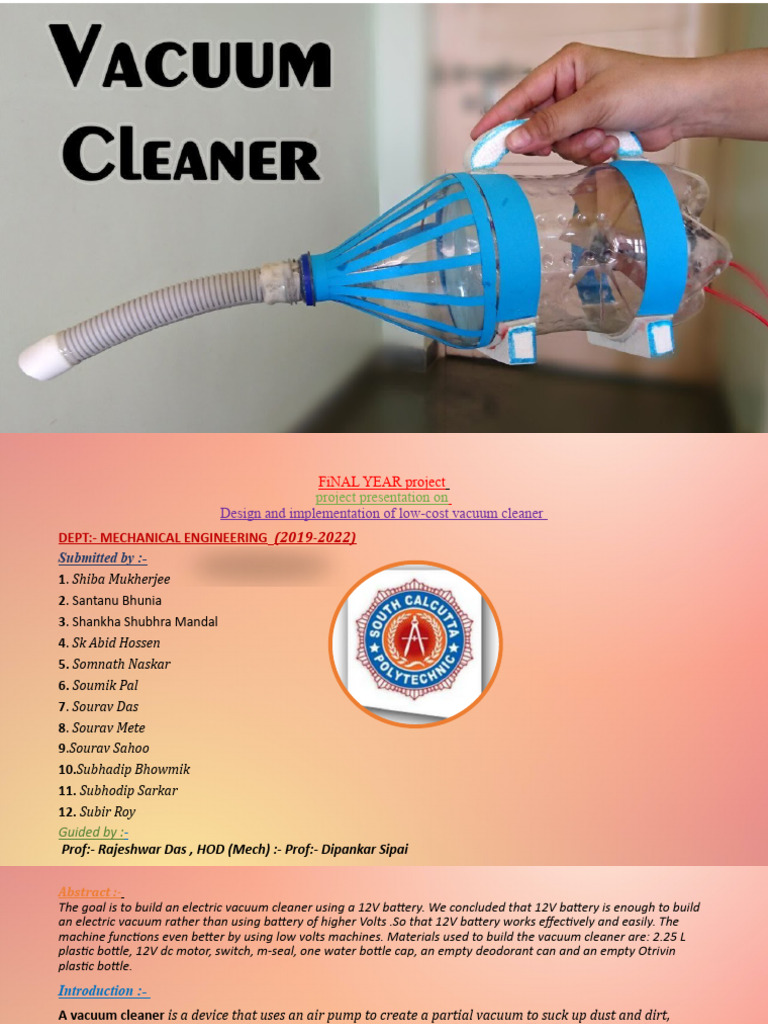 Vacuum Cleaner Project | PDF | Vacuum Cleaner | Gases