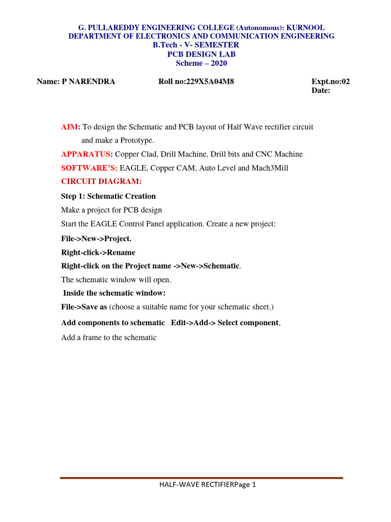 B.Tech - V-Semester PCB Design Lab Scheme - 2020: Circuit Diagram | PDF | Printed Circuit Board ...
