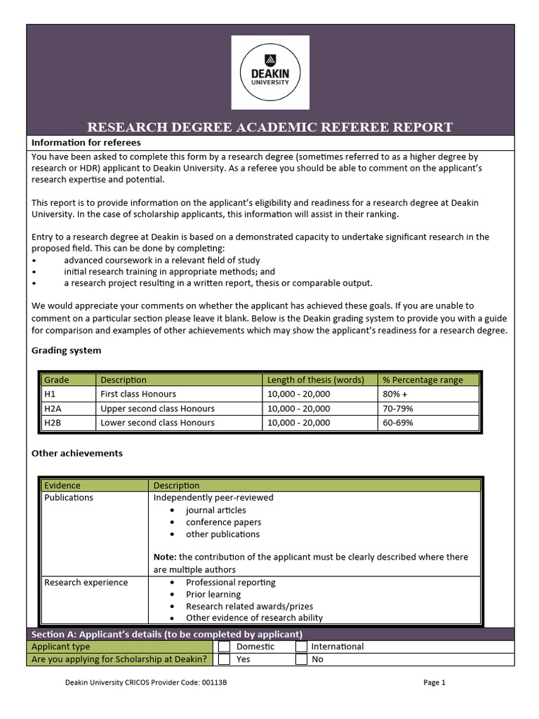 Research Degree Referee Report | PDF | Thesis Research Degree Referee Report | PDF | Thesis