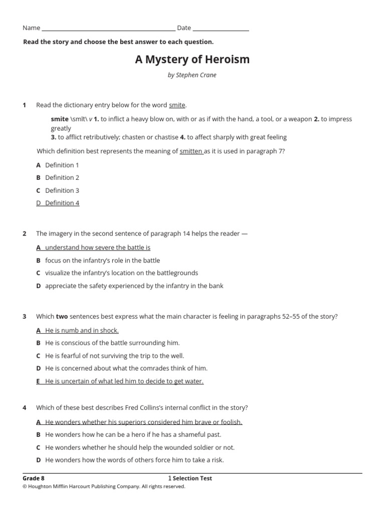 A Mystery of Heroism Questions | PDF