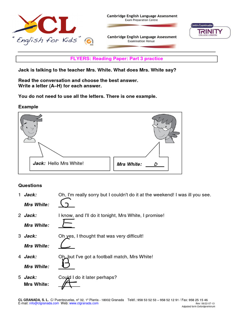 Flyers Reading Part 3 | PDF