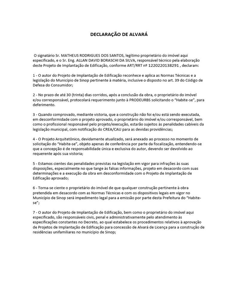 Declaração de Alvará | PDF | Justiça | Crime e Violência