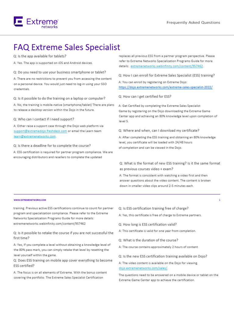 FAQ Extreme Sales Specialist 2022 | PDF | Tablet Computer | Mobile App