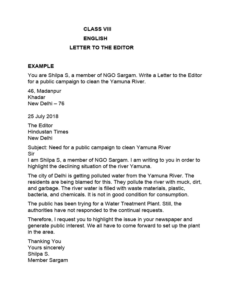 Letter To The Editor | PDF