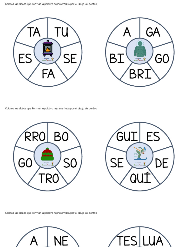 Ruletas Palabras Vocabulario Invierno | PDF