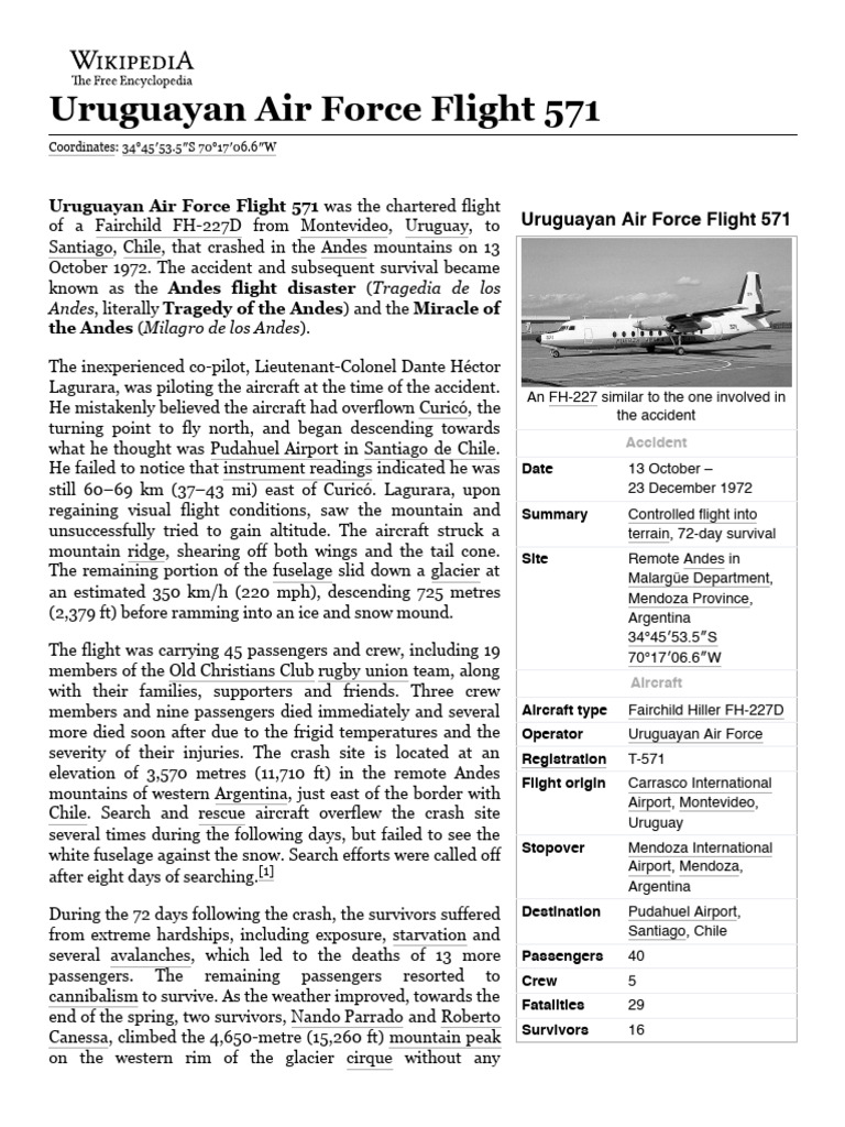 Uruguayan Air Force Flight 571 | PDF