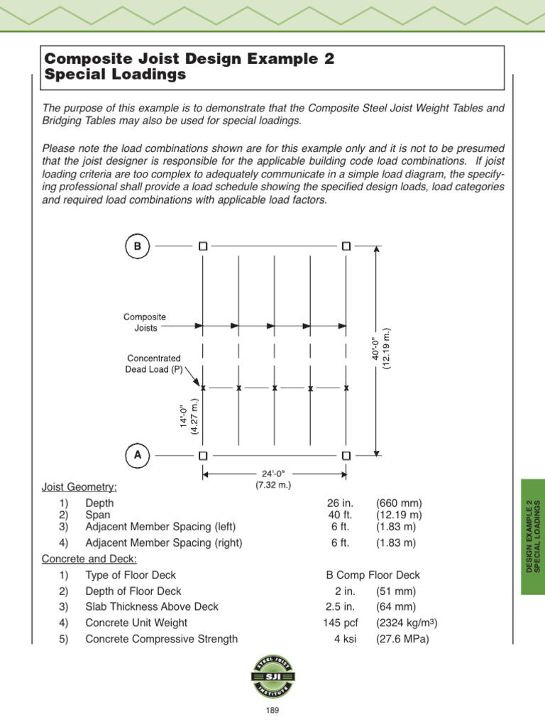 Composite Joist Design Example 2 Special Loadings | PDF | Structural ...