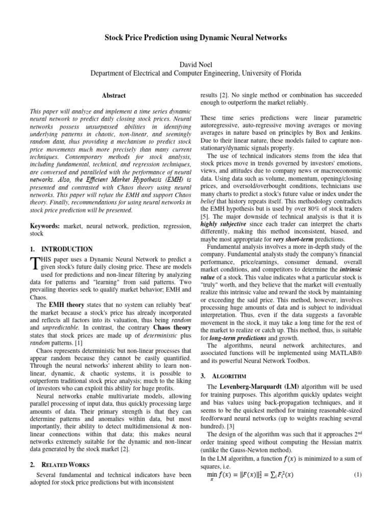 Trading Predictions Neural Networks Pdf Artificial Neural Network Efficient Market Hypothesis