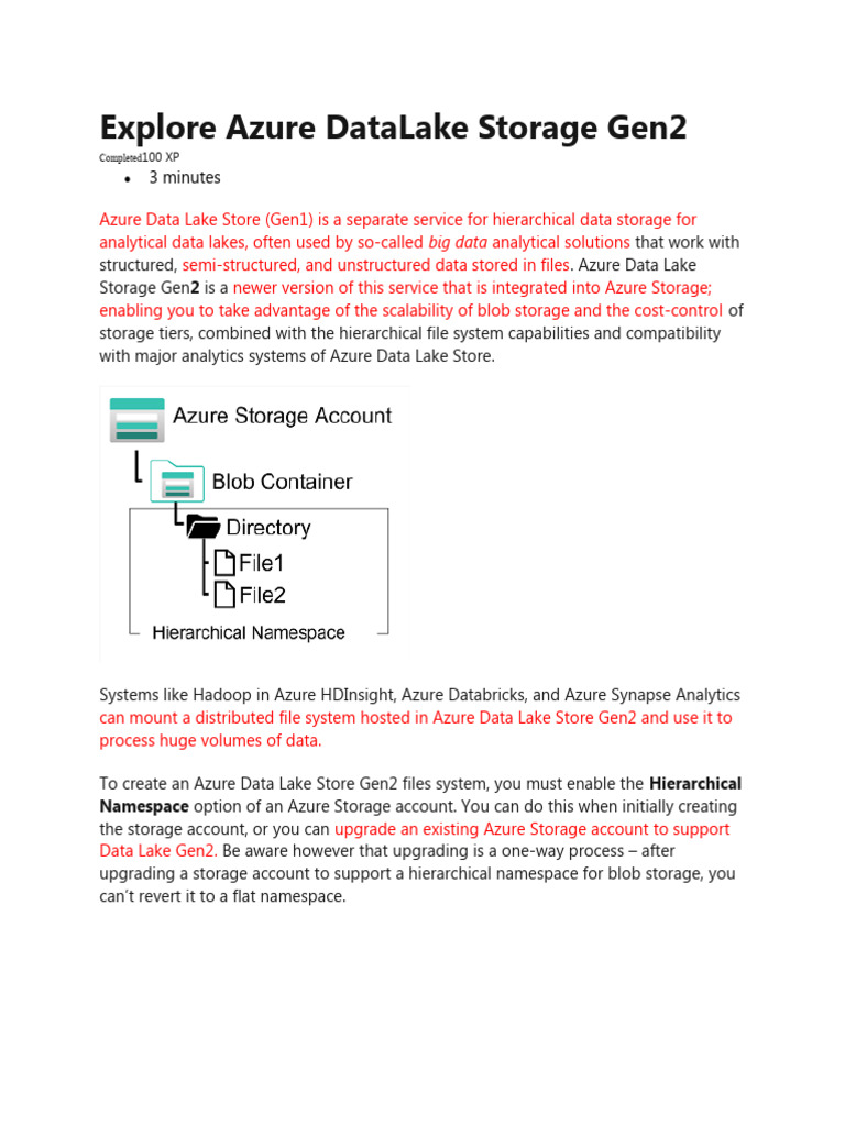 Explore Azure Datalake Storage Gen2 Pdf