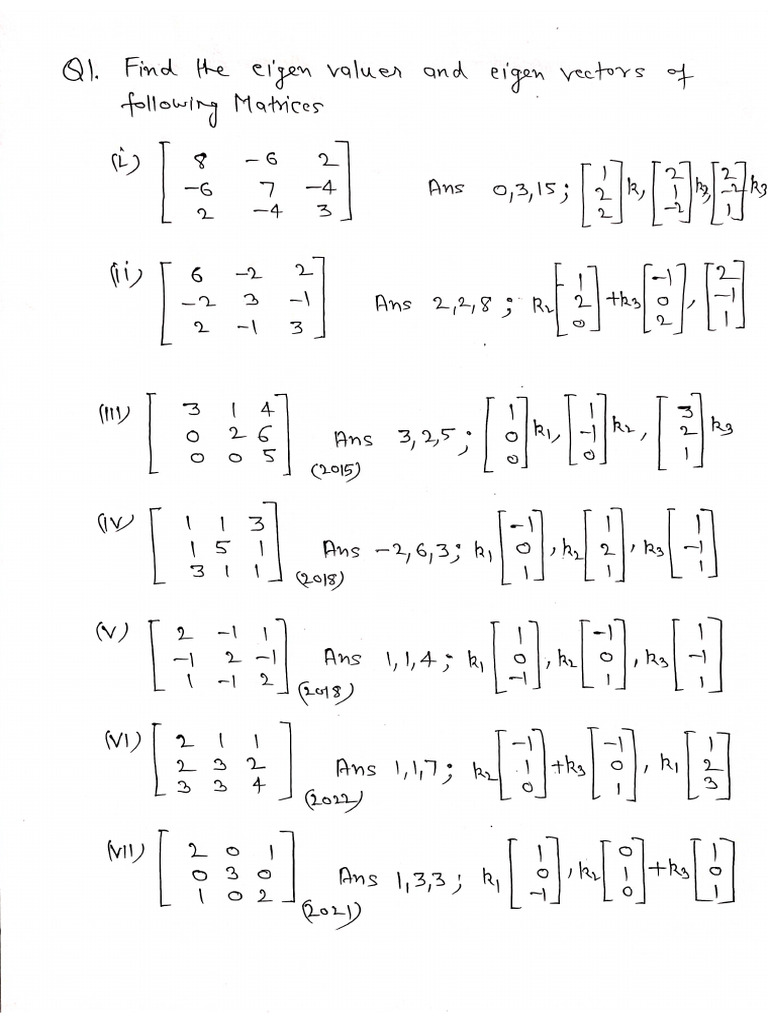 Problem On Eigenvalues | PDF