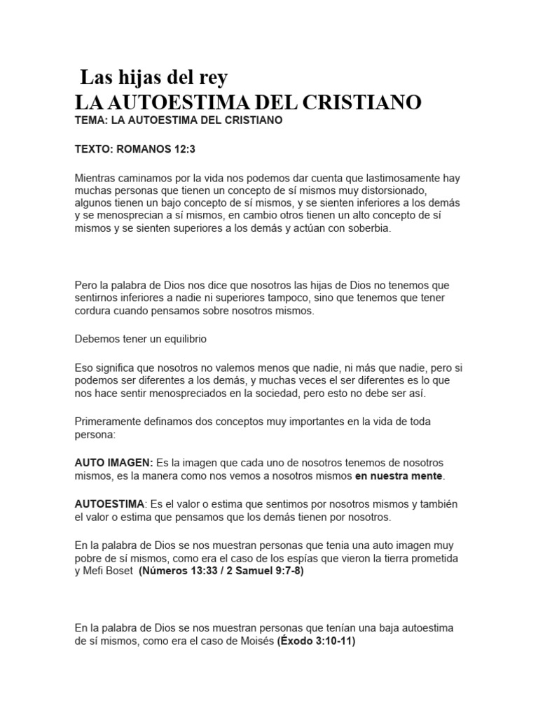 Las Hijas Del Rey | PDF | Autoestima | Amor