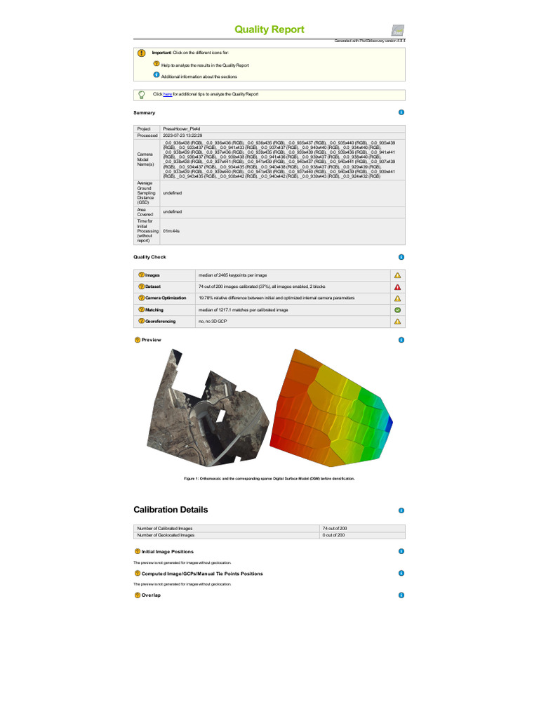 Informe Pix4D PresaHoover | PDF | Pixel | Camera