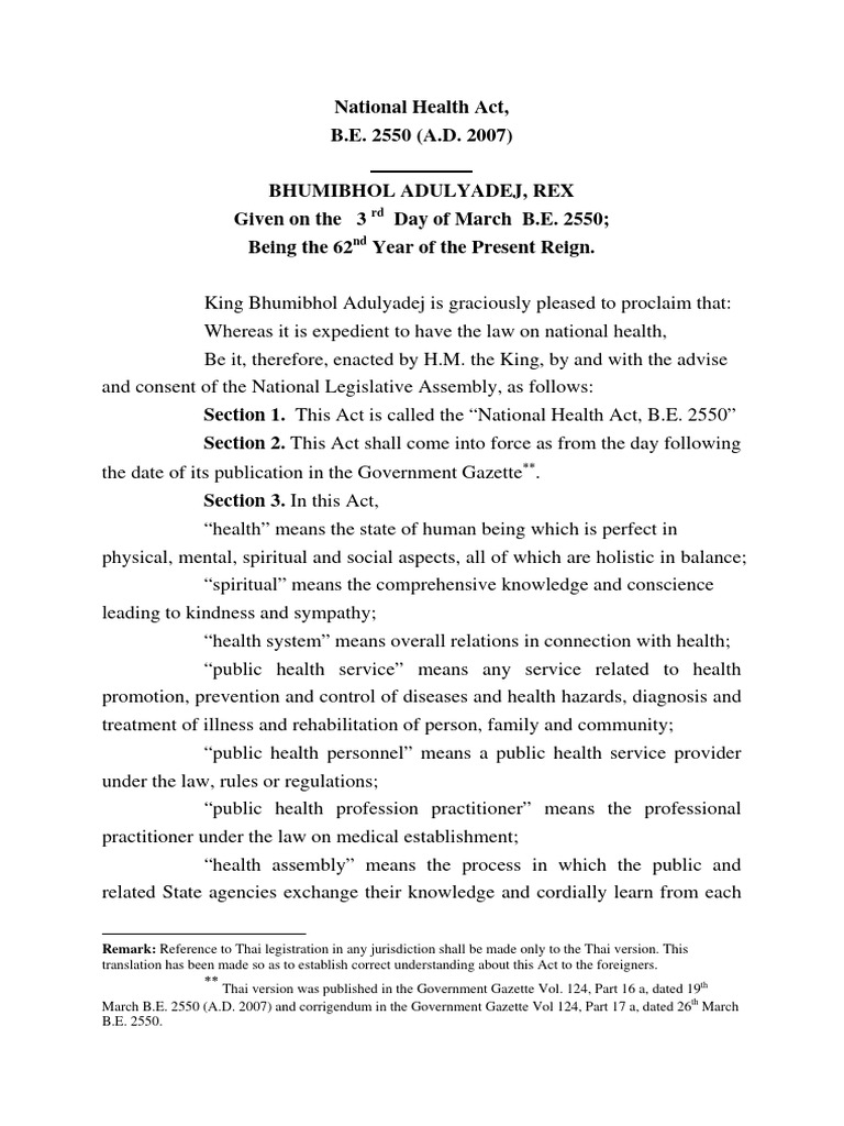 National Health Act Summary
