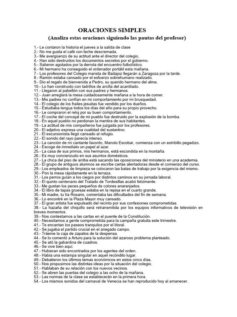 Análisis de Oraciones Simples | PDF