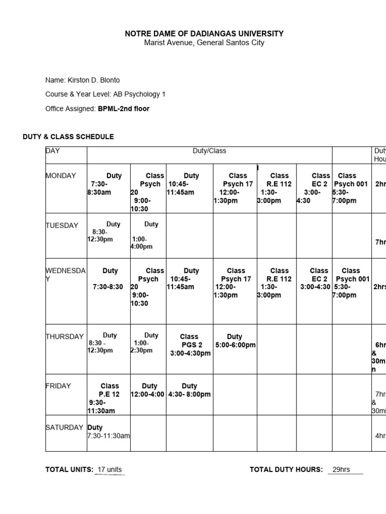 Draft Schedule | PDF