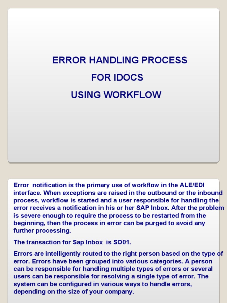 IDoc Error Handling Using Workflow | Download Free PDF | Electronic ...