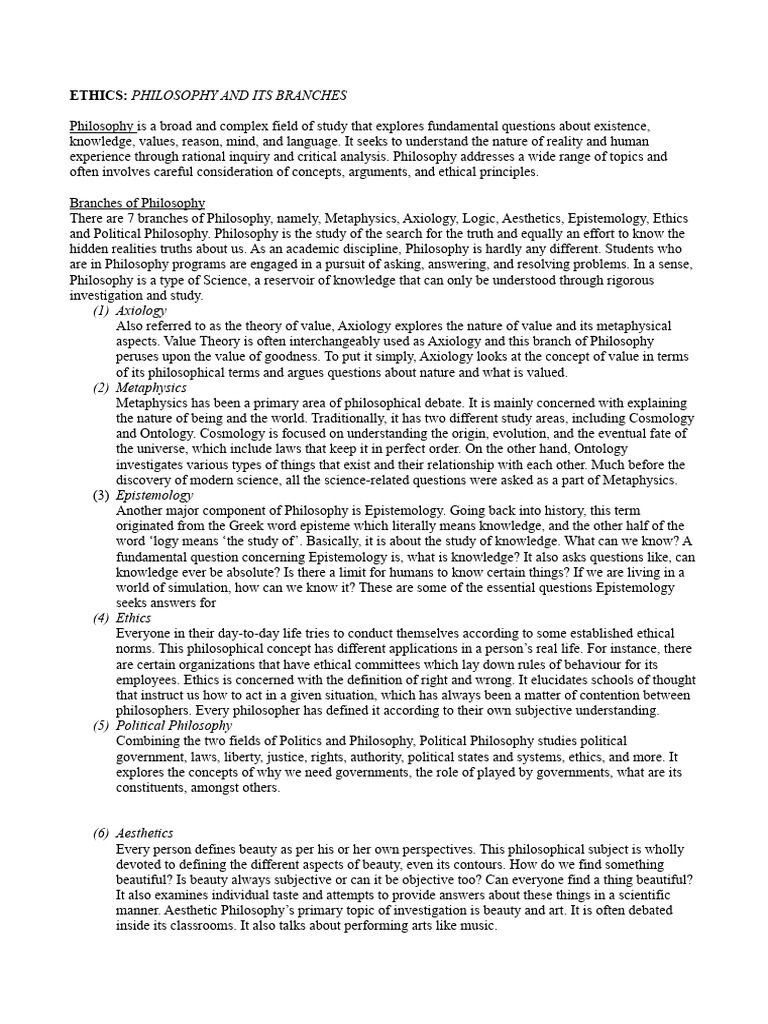 ETHICS | PDF | Metaphysics | Epistemology