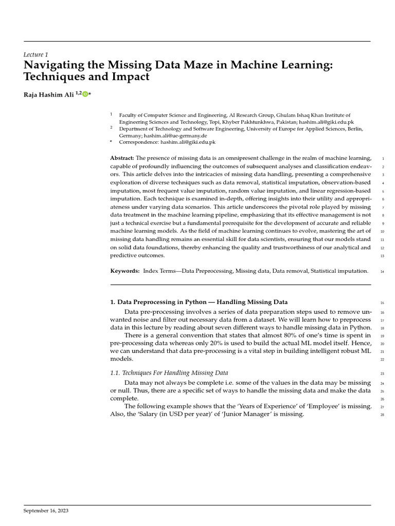 AI351 Lecture 1 - Data Preprocessing | PDF | Regression Analysis ...