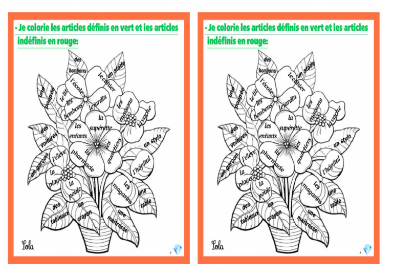 Coloriage Des Articles Définis Et Indéfinis 4AP | PDF