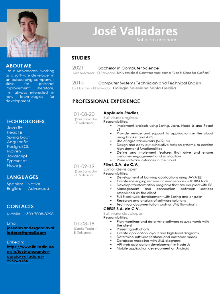 CV - José Valladares | Download Free PDF | Net Beans | Applications & Software