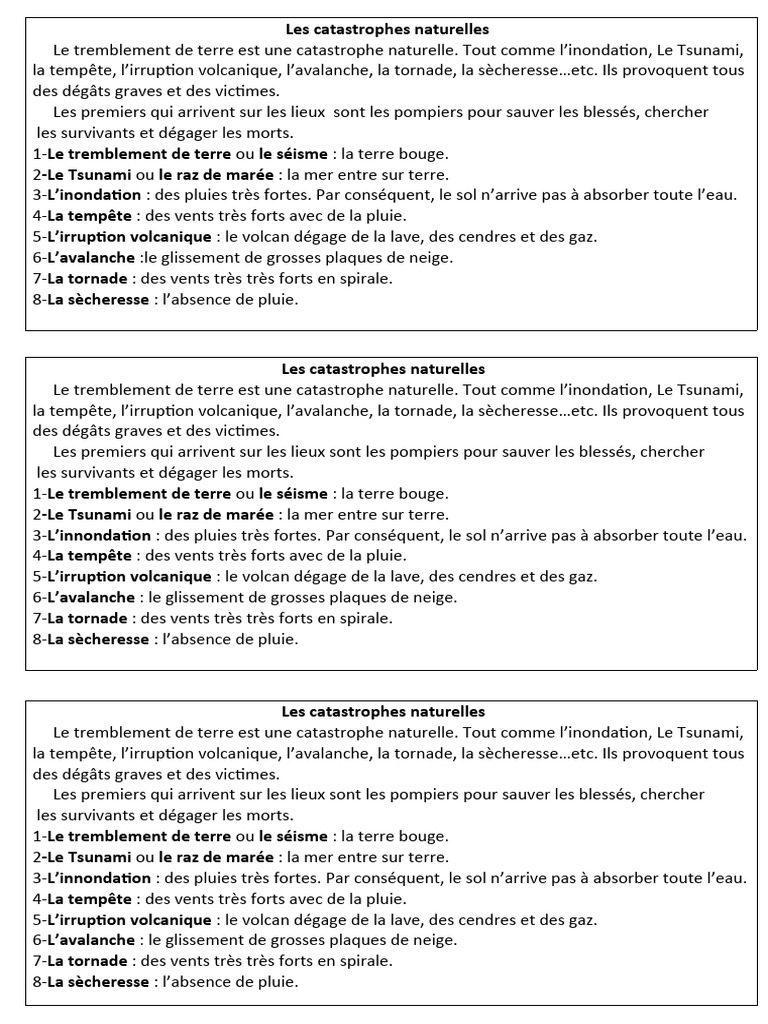 Les Types de Catastrophes Naturelles | PDF | Catastrophes naturelles ...