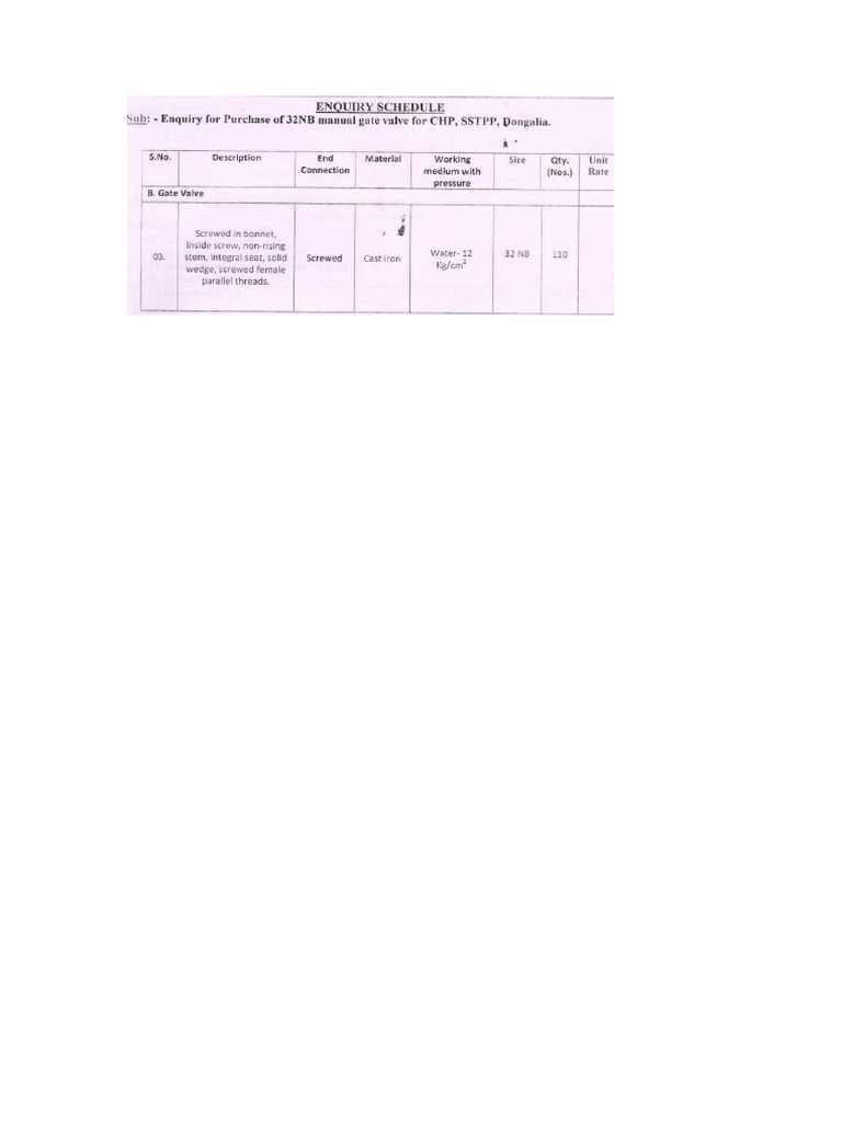 32NB Gate Valve Specifications | PDF