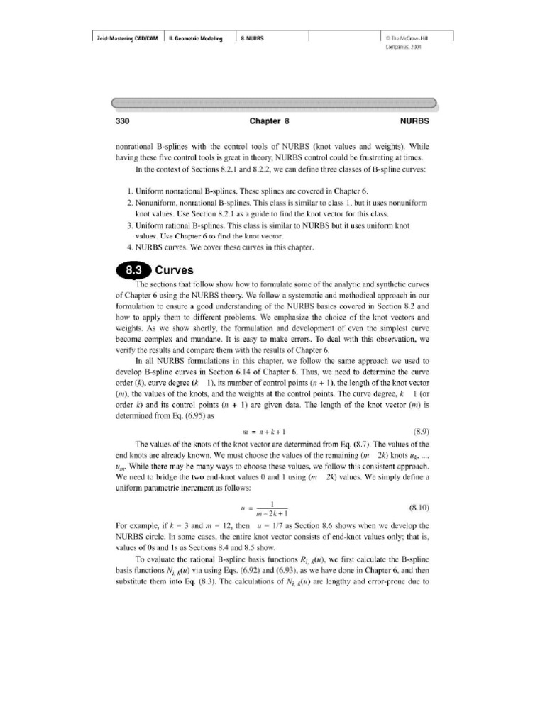Unit III C NURBS Curves, III D NURBS Lines, III E NURBS Arcs | PDF
