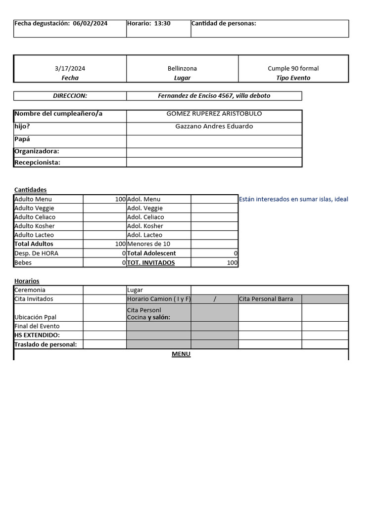 Menu Comanda Cumpleaños | Descargar gratis PDF | Cocina occidental ...