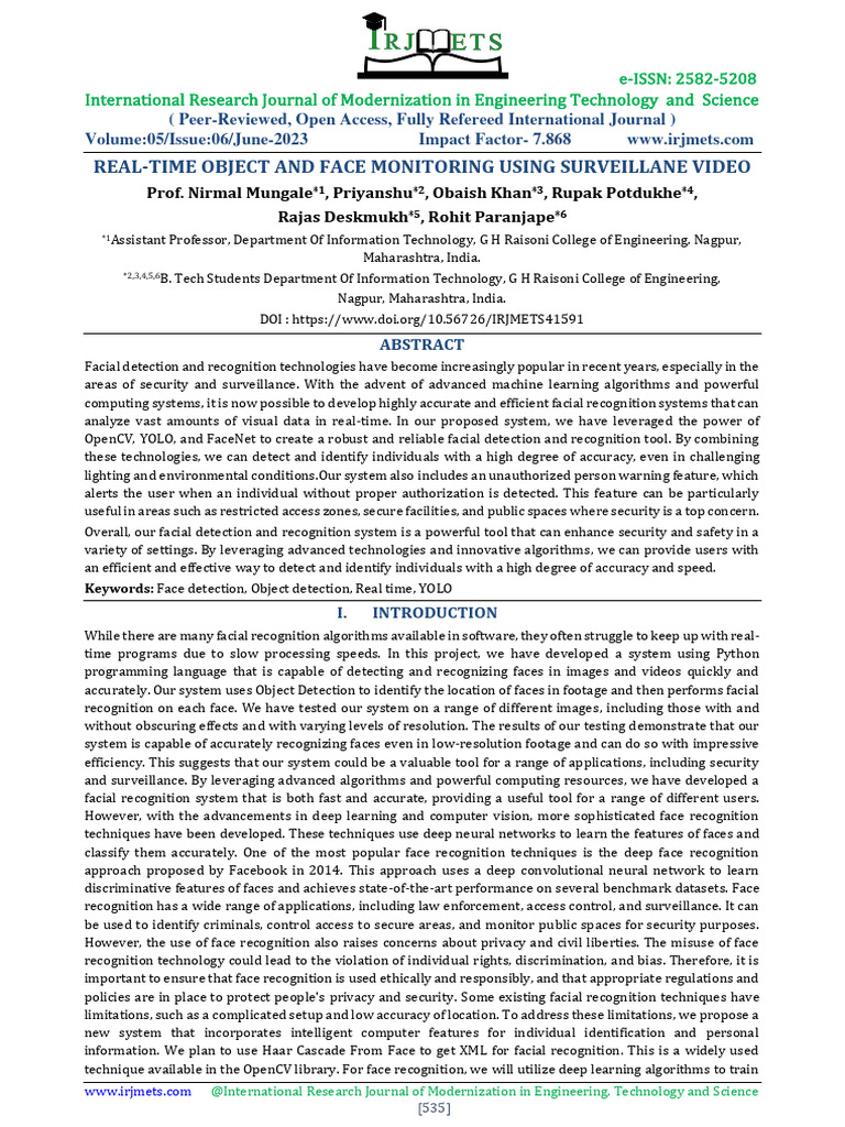 Fin Irjmets1686037369 | PDF | Computer Vision | Deep Learning