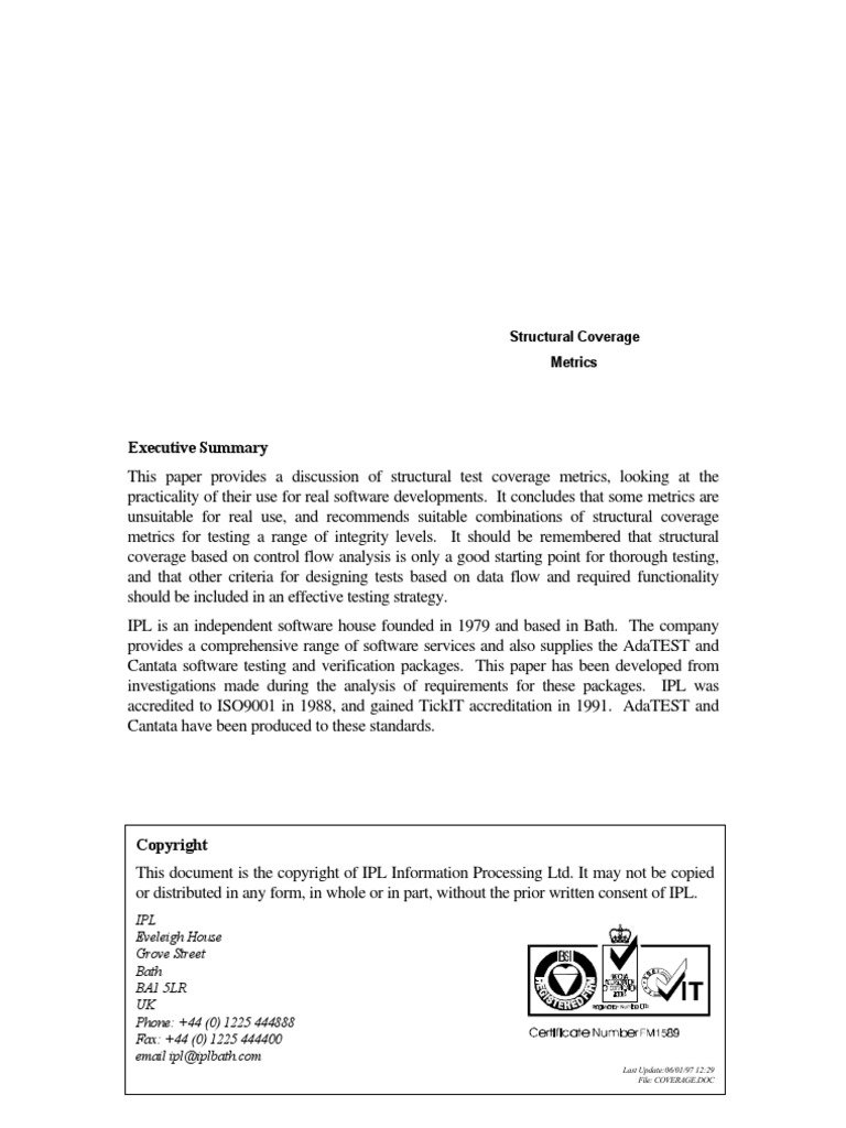 Structure Coverage Metrics Pdf Software Testing Boolean Data Type 