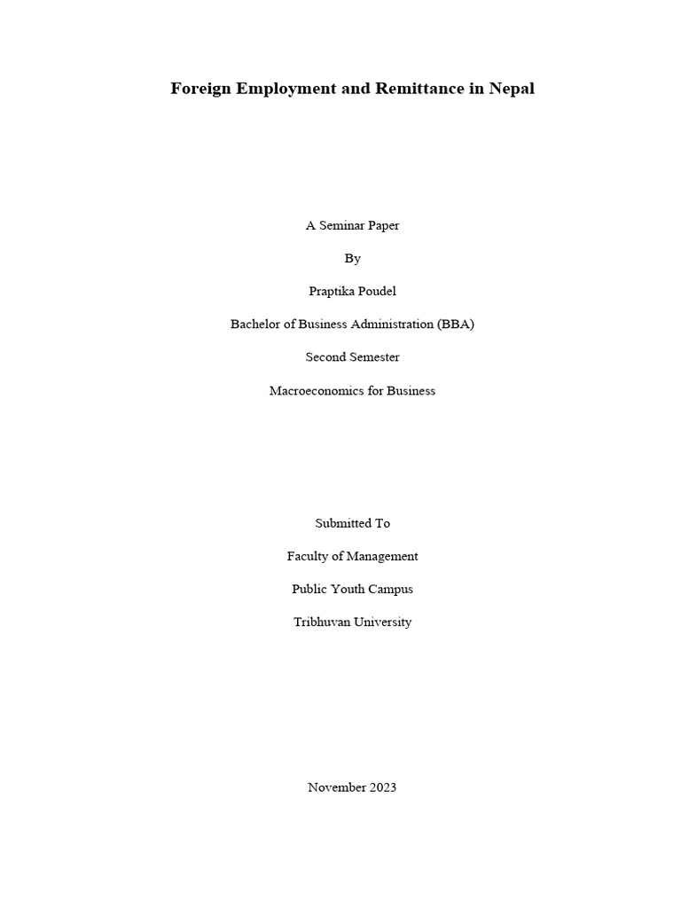 Foreign Employment and Remittance in Nepal | PDF | Remittance | Migrant ...